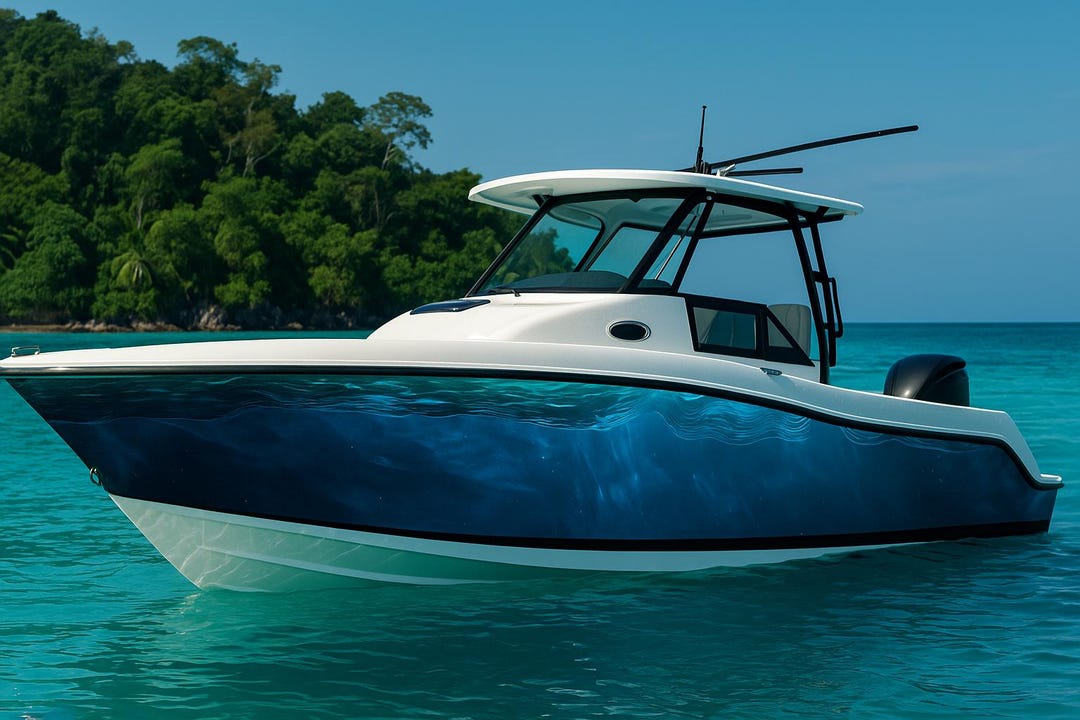 Deep Blue Underwater Boat Vinyl Wrap – Ocean Water Hull Side Decal ...