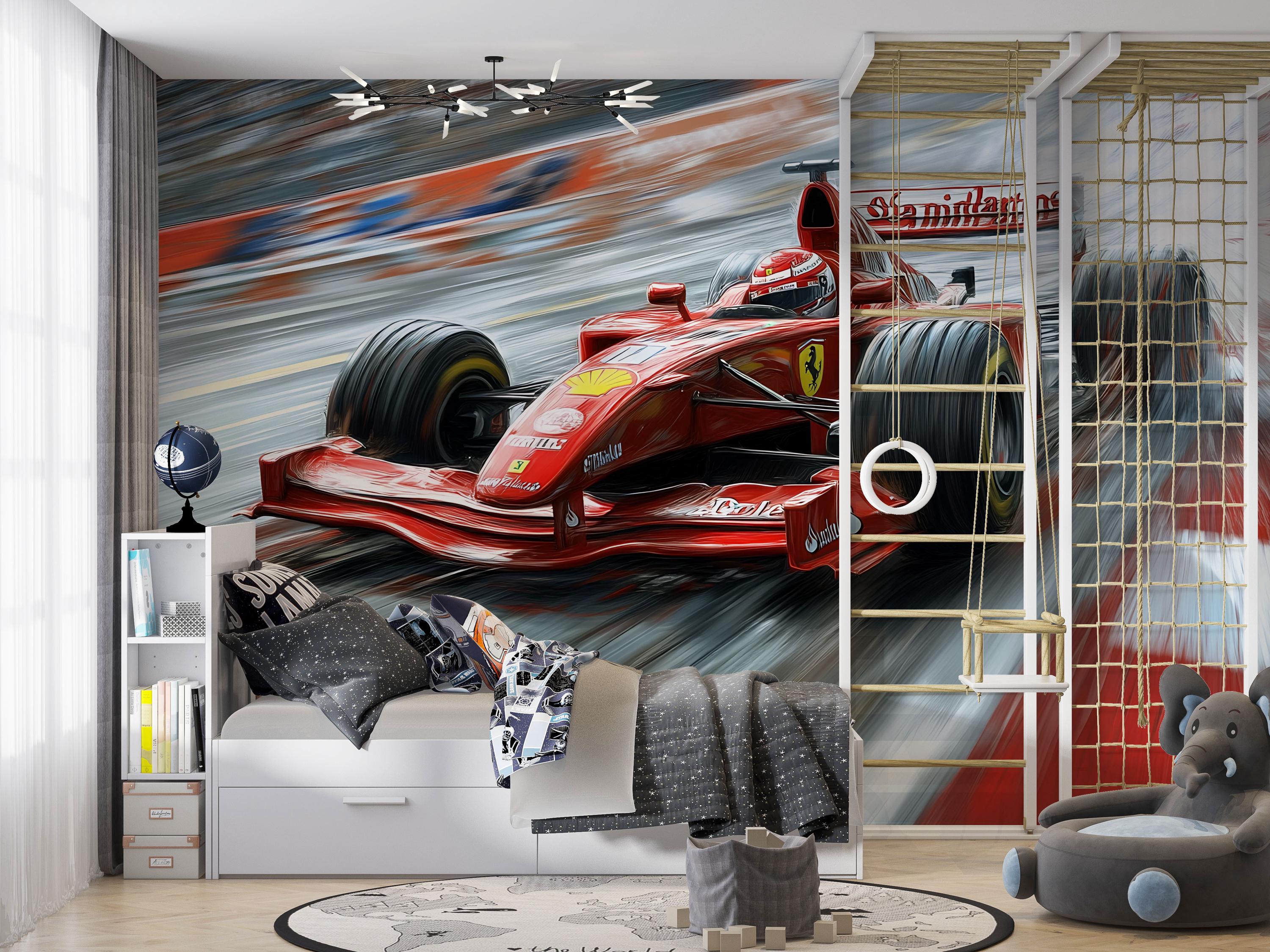 Ferrari Formula 1 Wall Mural – Red Racing Car Wallpaper for Boys ...