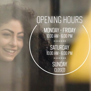 Hours of Operation Decal, Business Hours Decal, Store Hours Decal ...