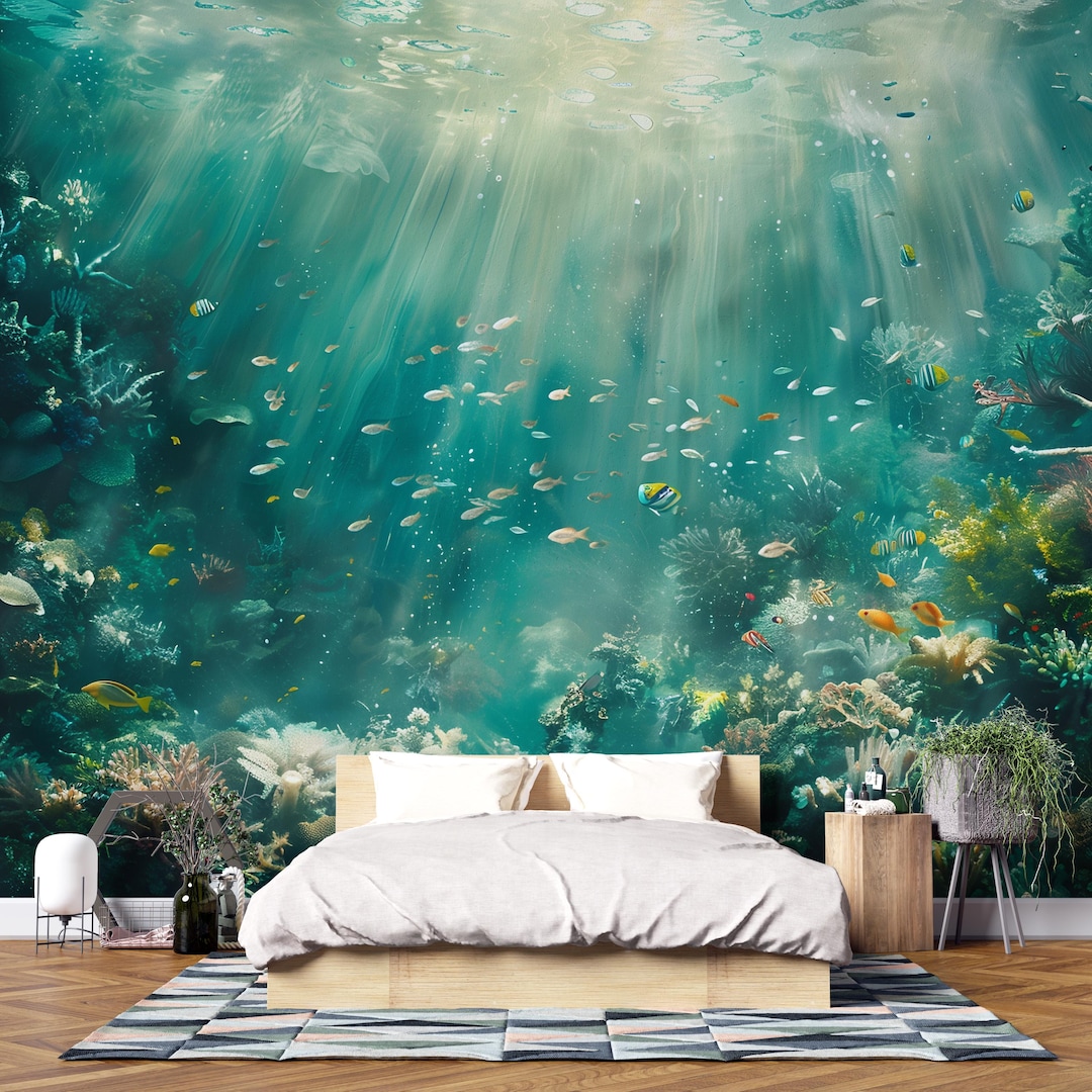 Underwater Ocean Wall Mural – Coral Reef & Fish Wallpaper, Aquatic Sea ...
