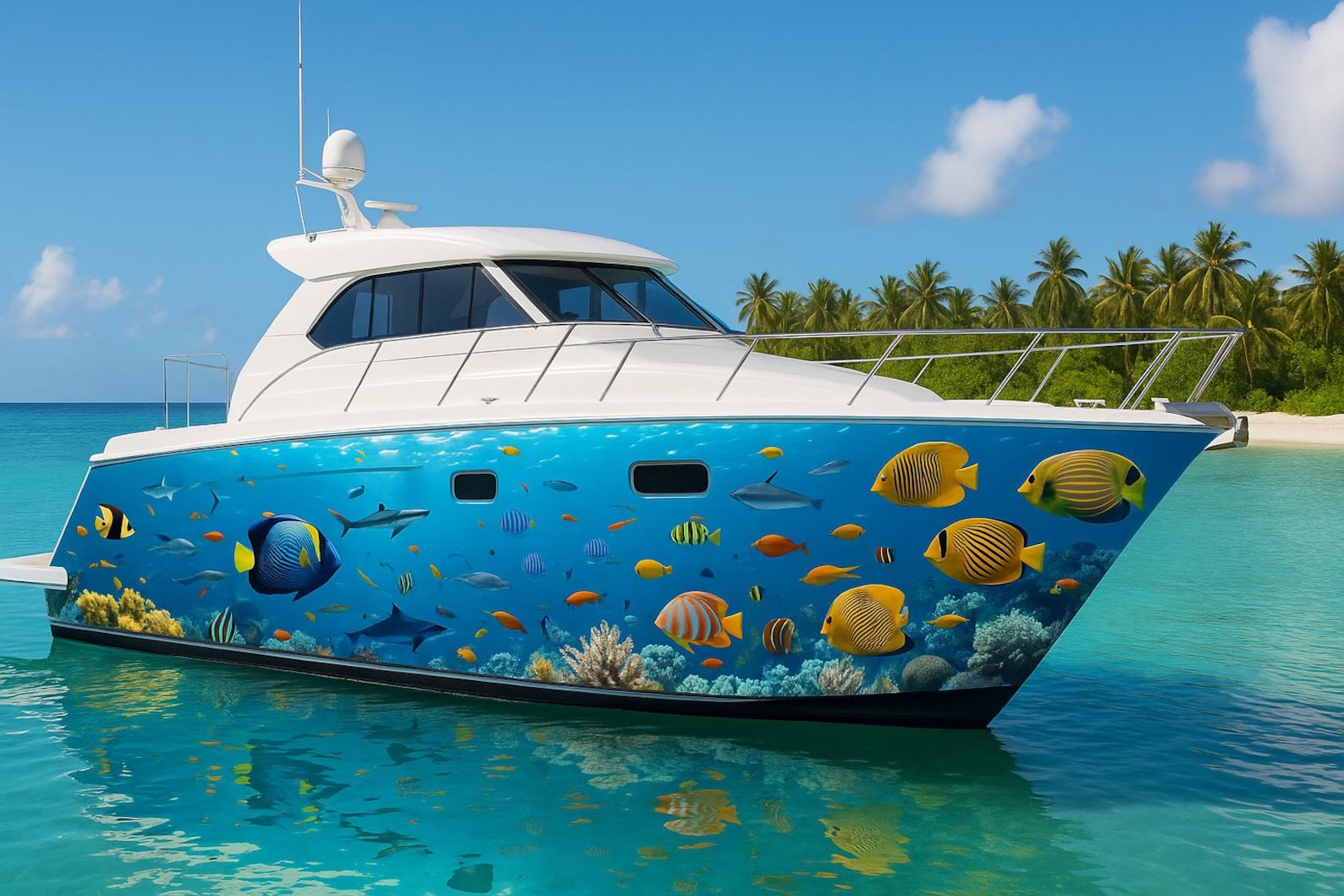 Tropical Reef Fish Boat Wrap – Full Color Underwater Coral Vinyl Decal ...