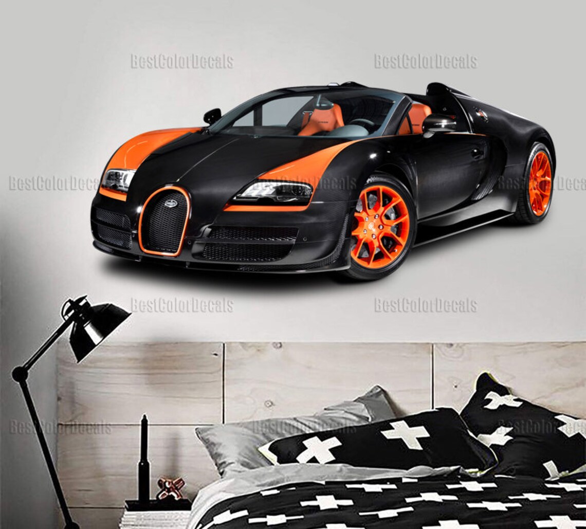 Bugatti Wall Art Sticker Sports Car Wall Decal Nursery Wall - Etsy