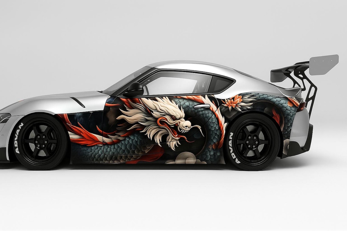 Dragon Car Wrap Vinyl – Full Side Japanese Dragon Decal for Sports Cars ...