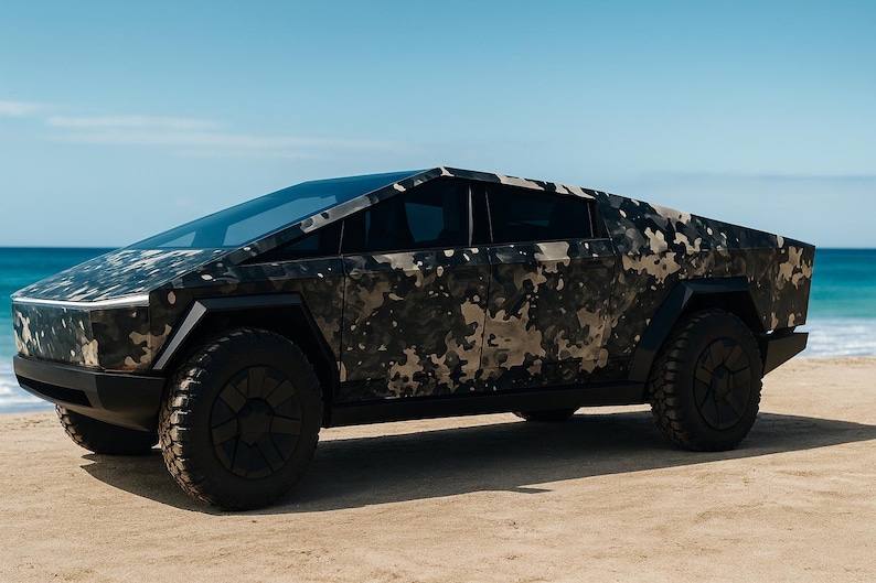 Camo Cybertruck Wrap Matte Camo Truck Vinyl Tesla Cybertruck Full Body ...