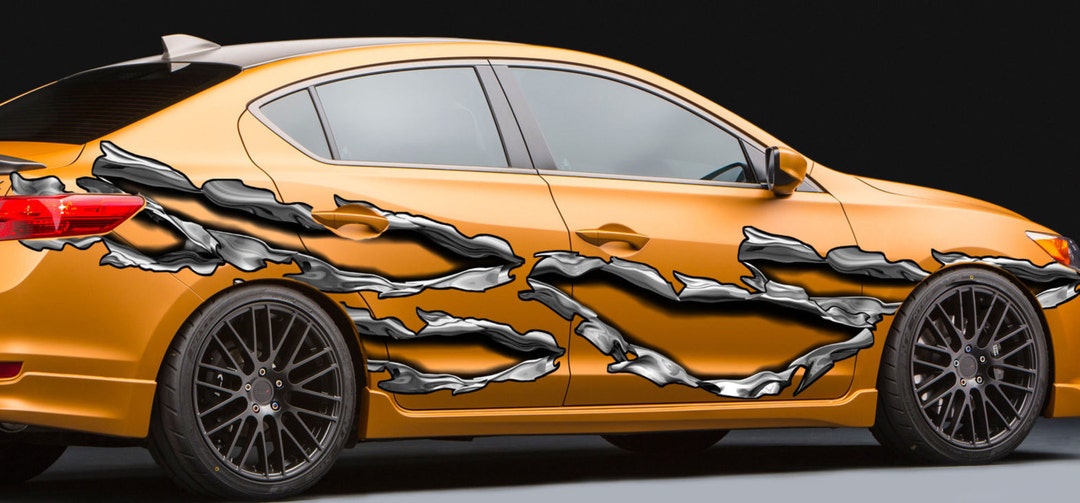Ripped Metal Full Color Car Vinyl Design, Racing Car Decal, Car Vinyl ...
