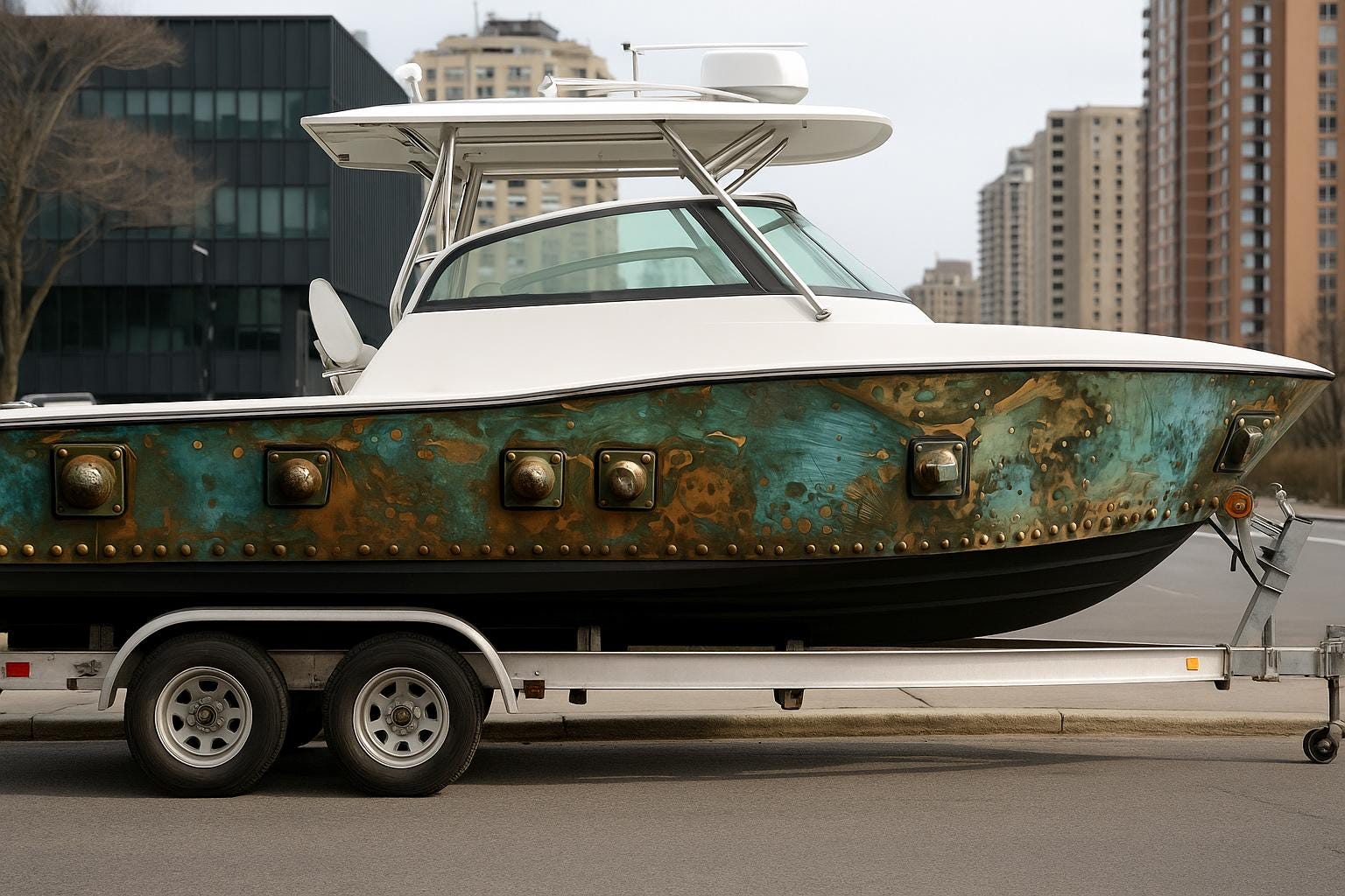Steampunk Copper Hull Boat Vinyl Wrap – Patina Riveted Plate Decal ...