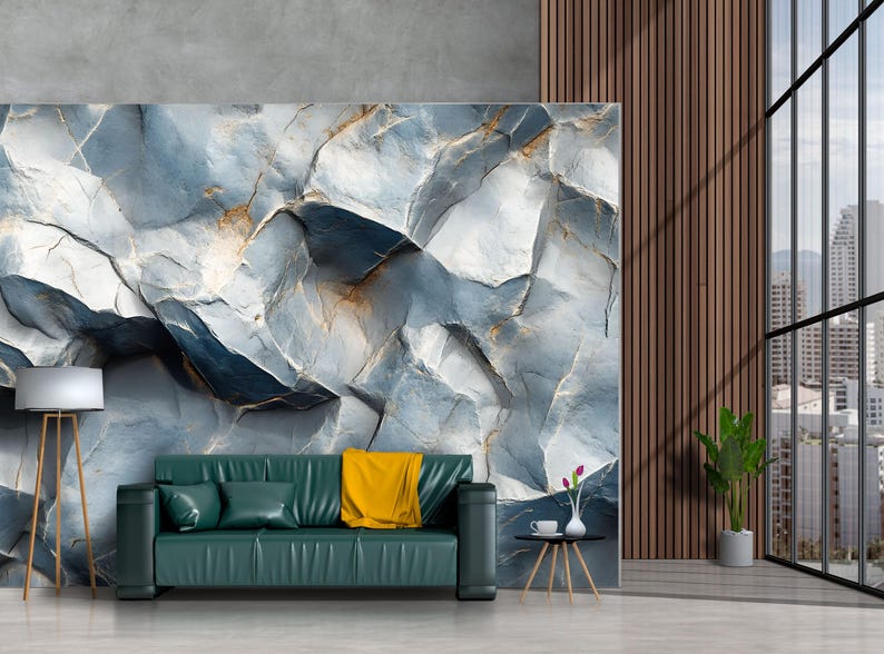 3D Stone Wall Mural Wallpaper | Modern Textured Rock Background for ...