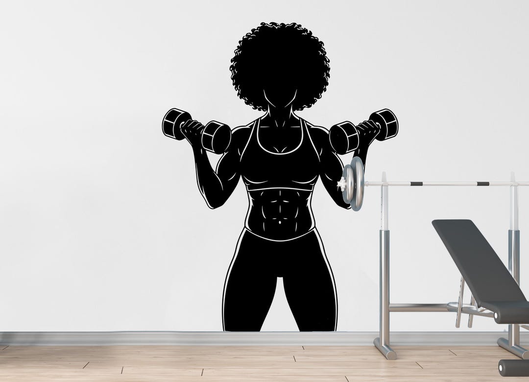 Girl Gym Wall Decal Power Fitness Women Squat Decor Workout Art Vinyl ...