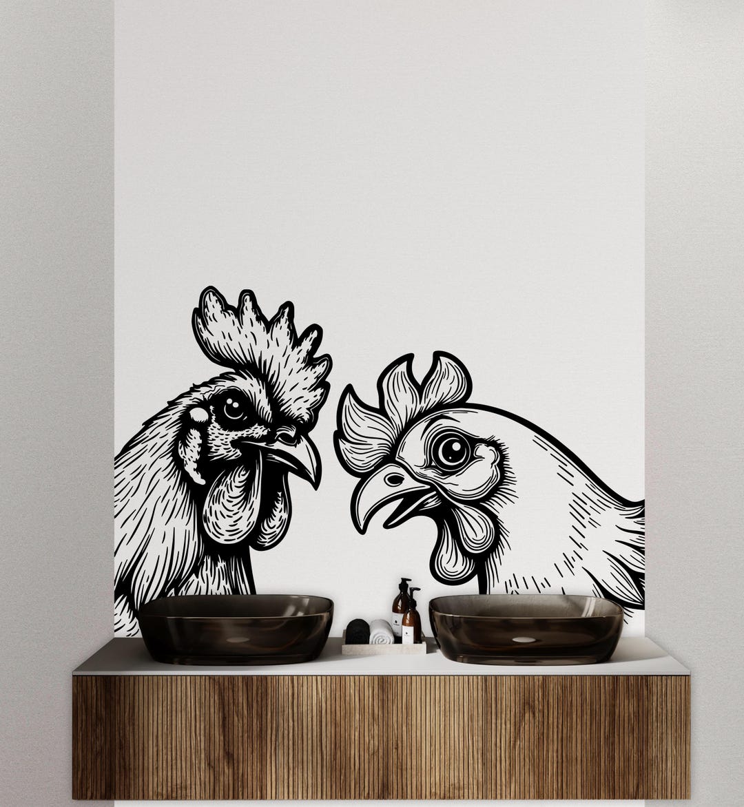 Chicken Wall Decal Rooster Decor Farm Life Kids Chicken Wall Art Decal ...