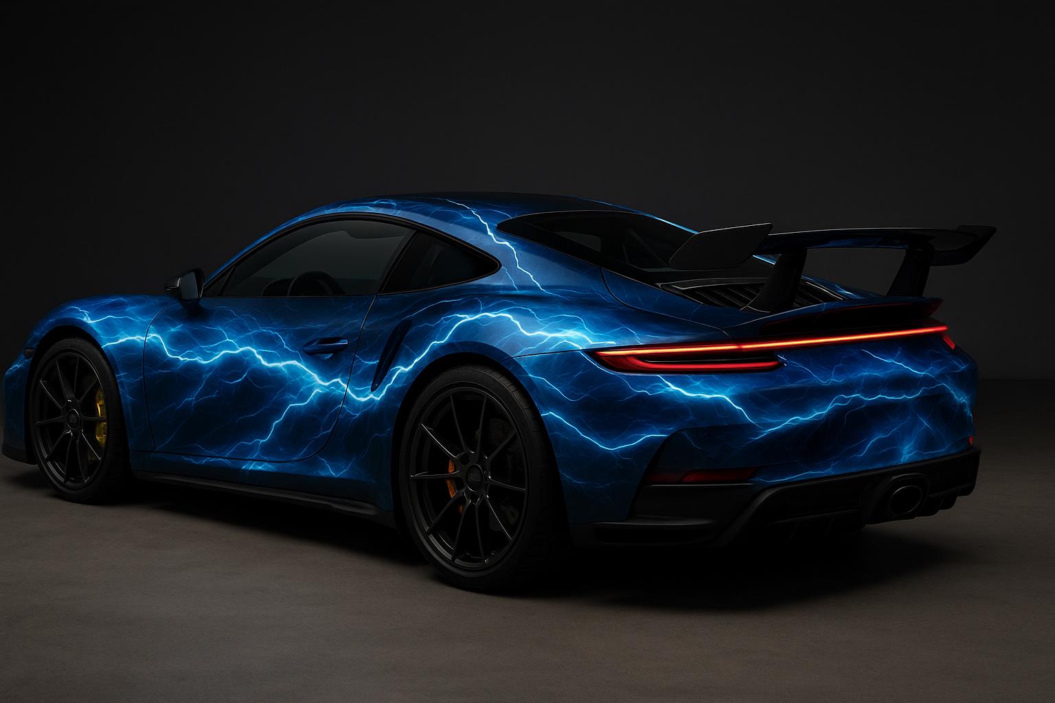Electric Lightning Car Wrap • Blue Energy Vinyl Decal • Electric Bolt ...