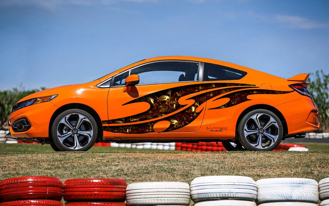 Tribal Skulls Full Color Car Vinyl Design, Tribal Skull Car Side Vinyl ...