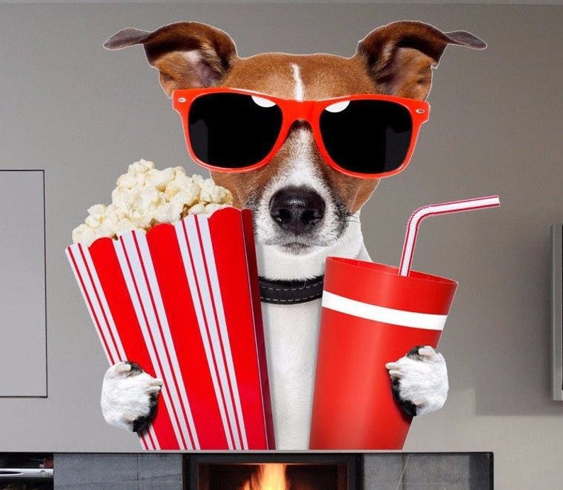 Painteeze Movie Dog Popcorn Painting Like Modern Wall Decal - Etsy