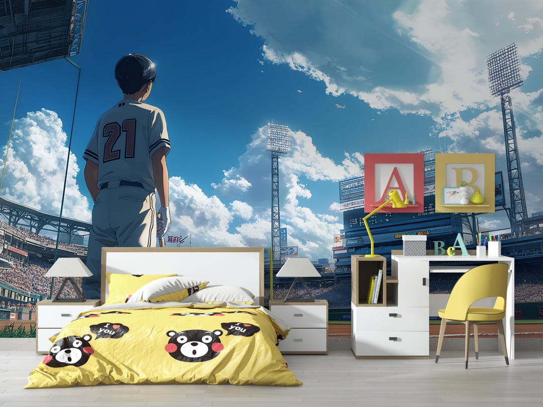 Anime Baseball Wall Mural – Sports Stadium Otaku Art Poster, Large ...