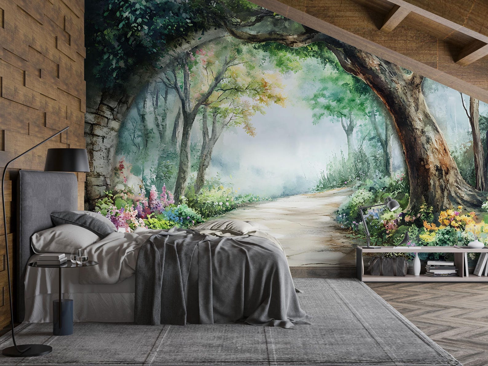 Nature Forest Path Wall Mural – Large Scenic Landscape Wallpaper for ...