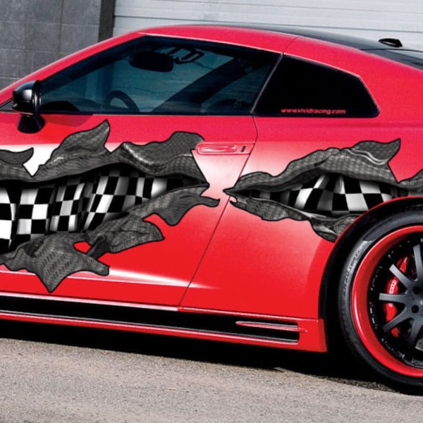 Checkered Flag Decal - Etsy