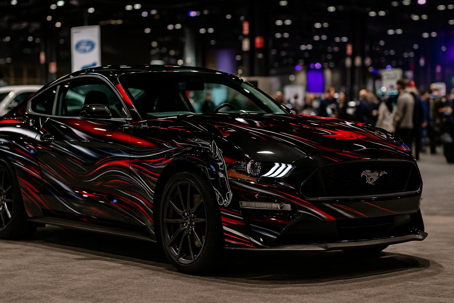 Red Mustang Horse Vinyl Wrap • Racing Car Decal • Aggressive Muscle Car ...