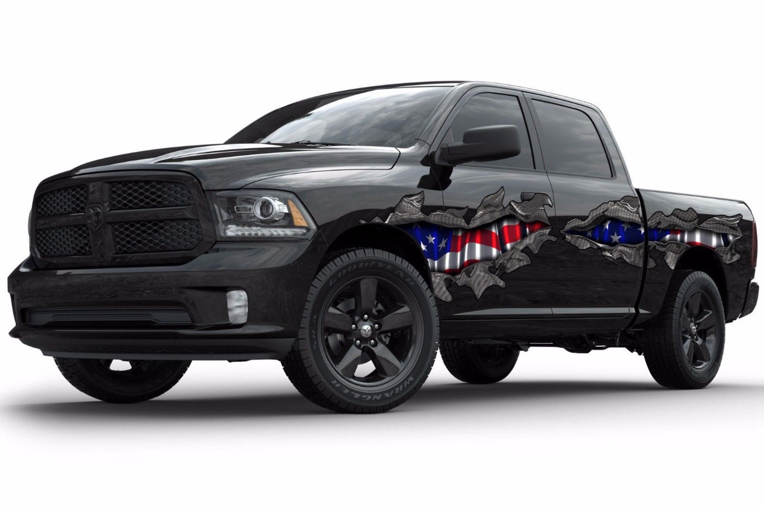 US Flag Full Color Car Vinyl Design Ripped Metal Car Decal | Etsy