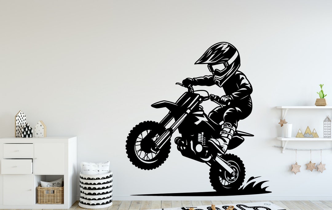 Little Boy Motocross Wall Decal, Bike Wall Sticker, Motocross Wall Art ...