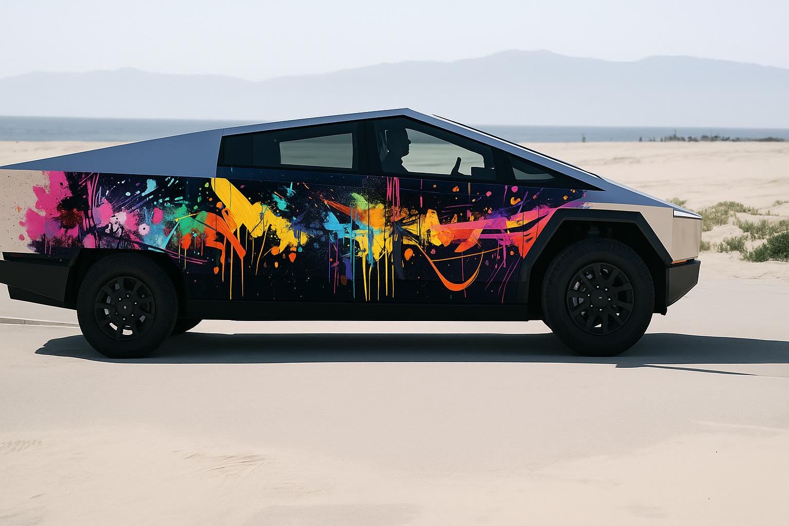 Graffiti Splash Car Vinyl Wrap – Vibrant Urban Street Art Decal for Evs ...