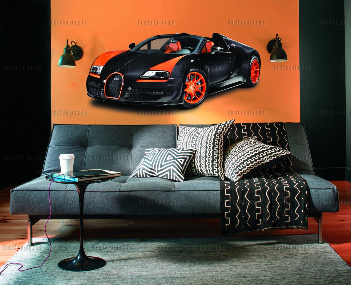 Bugatti Wall Art Sticker Sports Car Wall Decal Nursery Wall Decals Boy ...