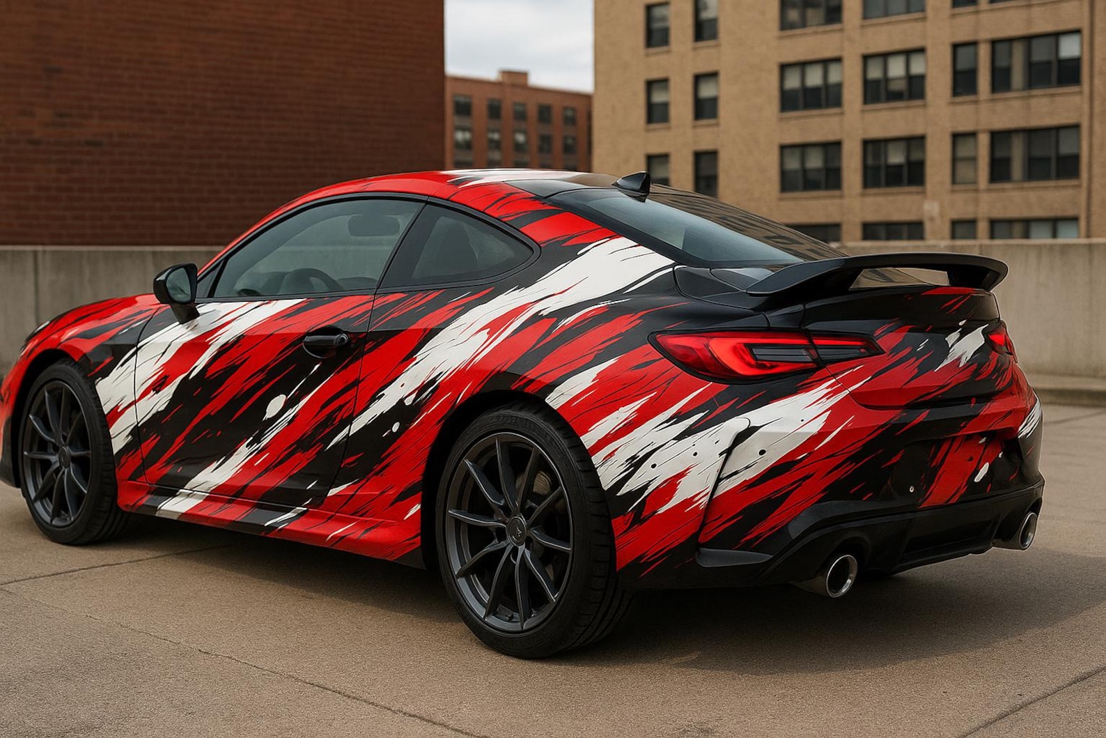 Red Black Abstract Car Wrap | Aggressive Brushstroke Vinyl Decal | Full ...