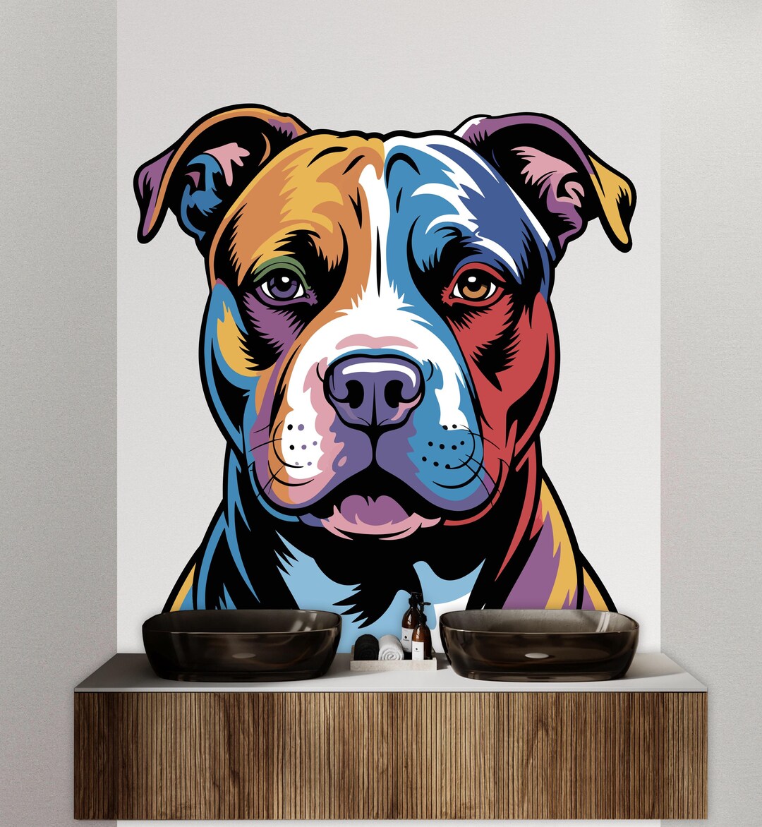 Pitbull Dog Wall Decal Dog Decor Dog Kids Dog Wall Art Decal Dog Lover ...