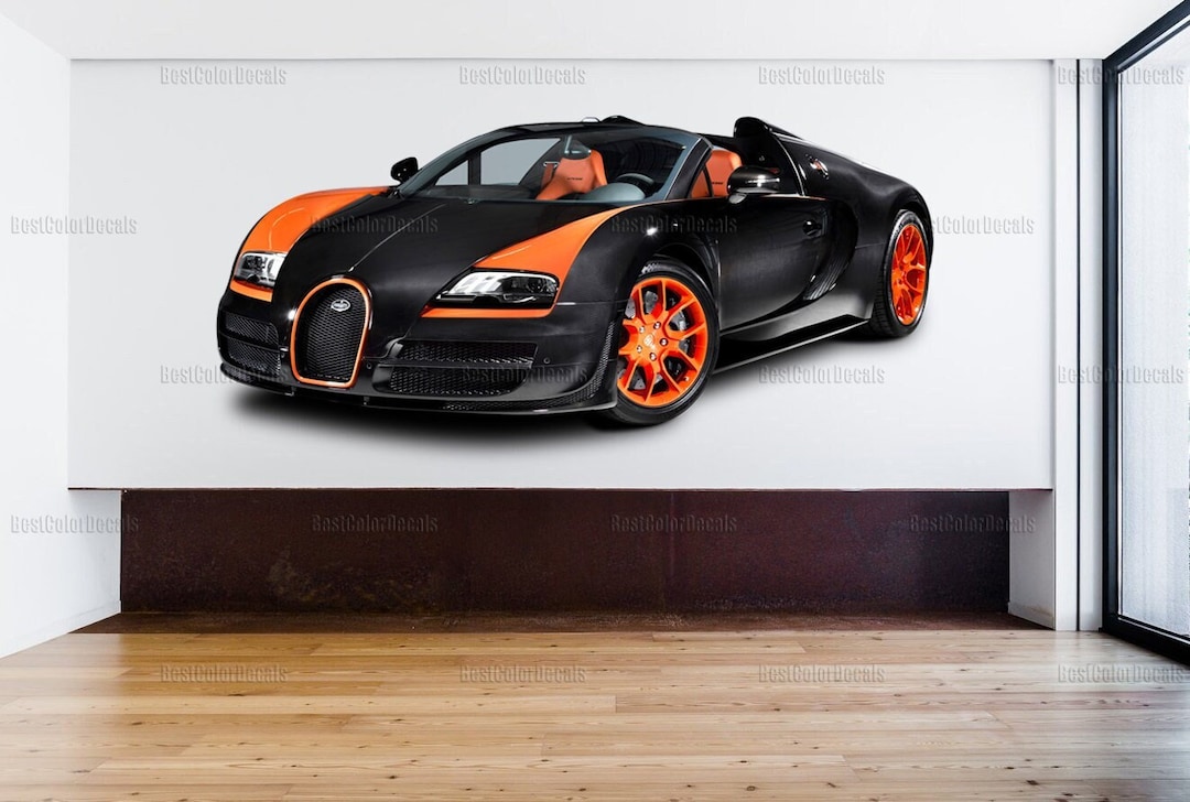 Bugatti Wall Art Sticker Sports Car Wall Decal Nursery Wall Decals Boy ...