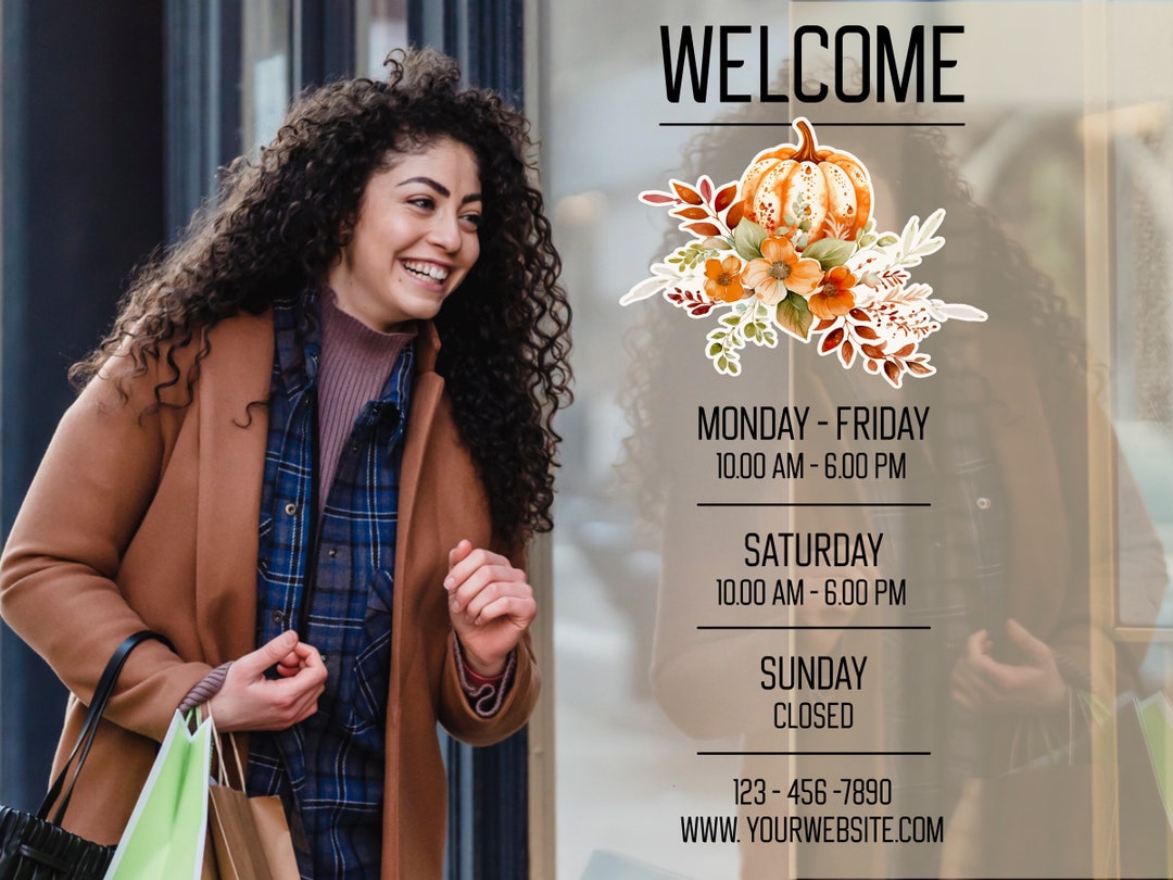 Store Hours Decal, Hours of Operation Sticker, Business Hours Decal ...