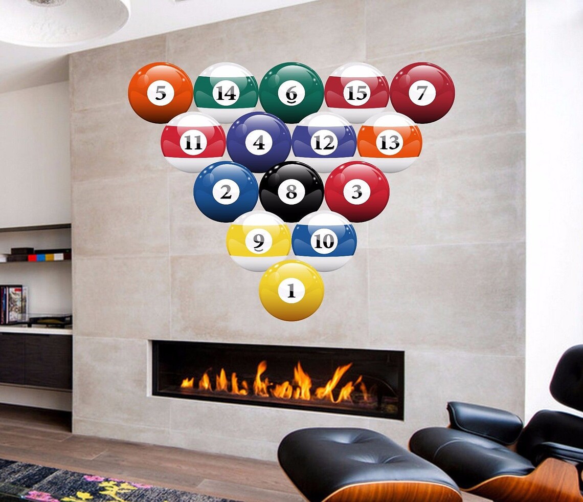 Billiard Full Color Decal Pool Balls Board Full Color - Etsy