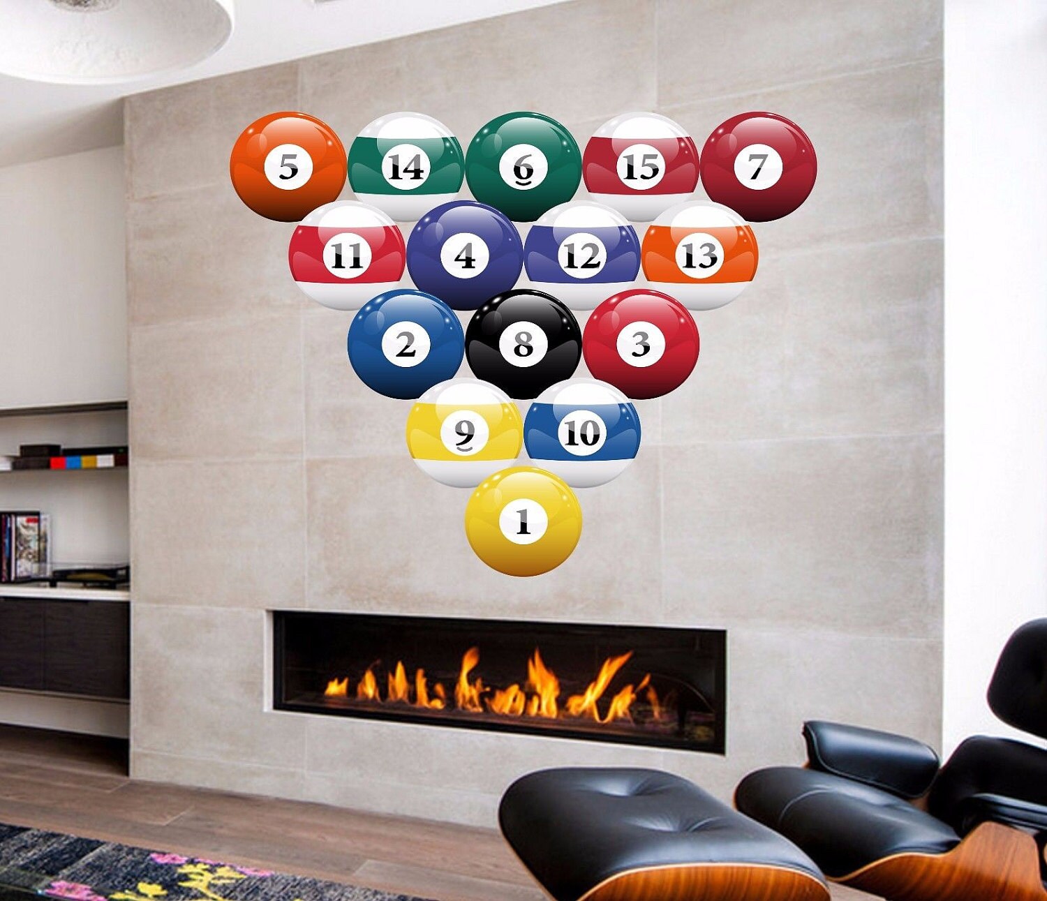 Billiard Full Color Decal, Pool Balls Board Full Color Sticker, Wall ...