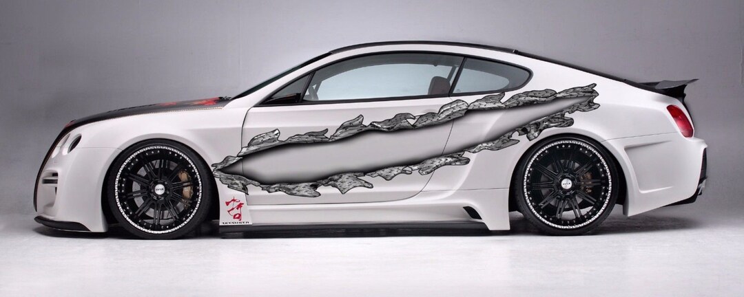 Ripped Metal Full Color Car Vinyl Design, Ripped Metal Wrap, Car Vinyl ...