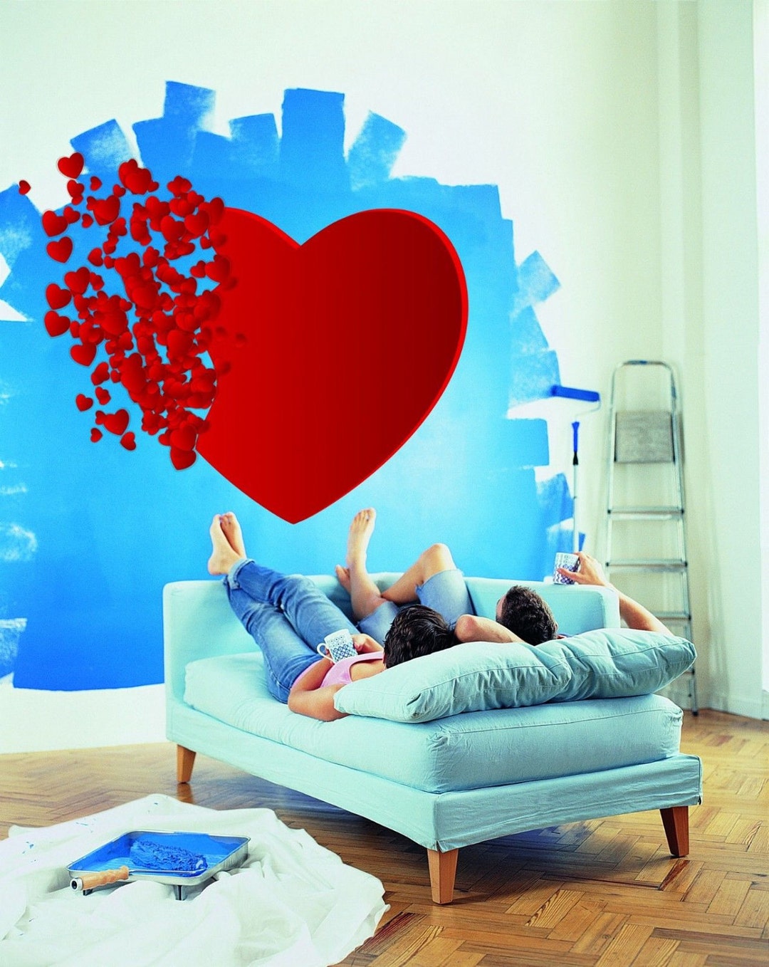Heart Full Color Decal, Hearts Full Color Sticker, Romantic Wall Art Cn ...