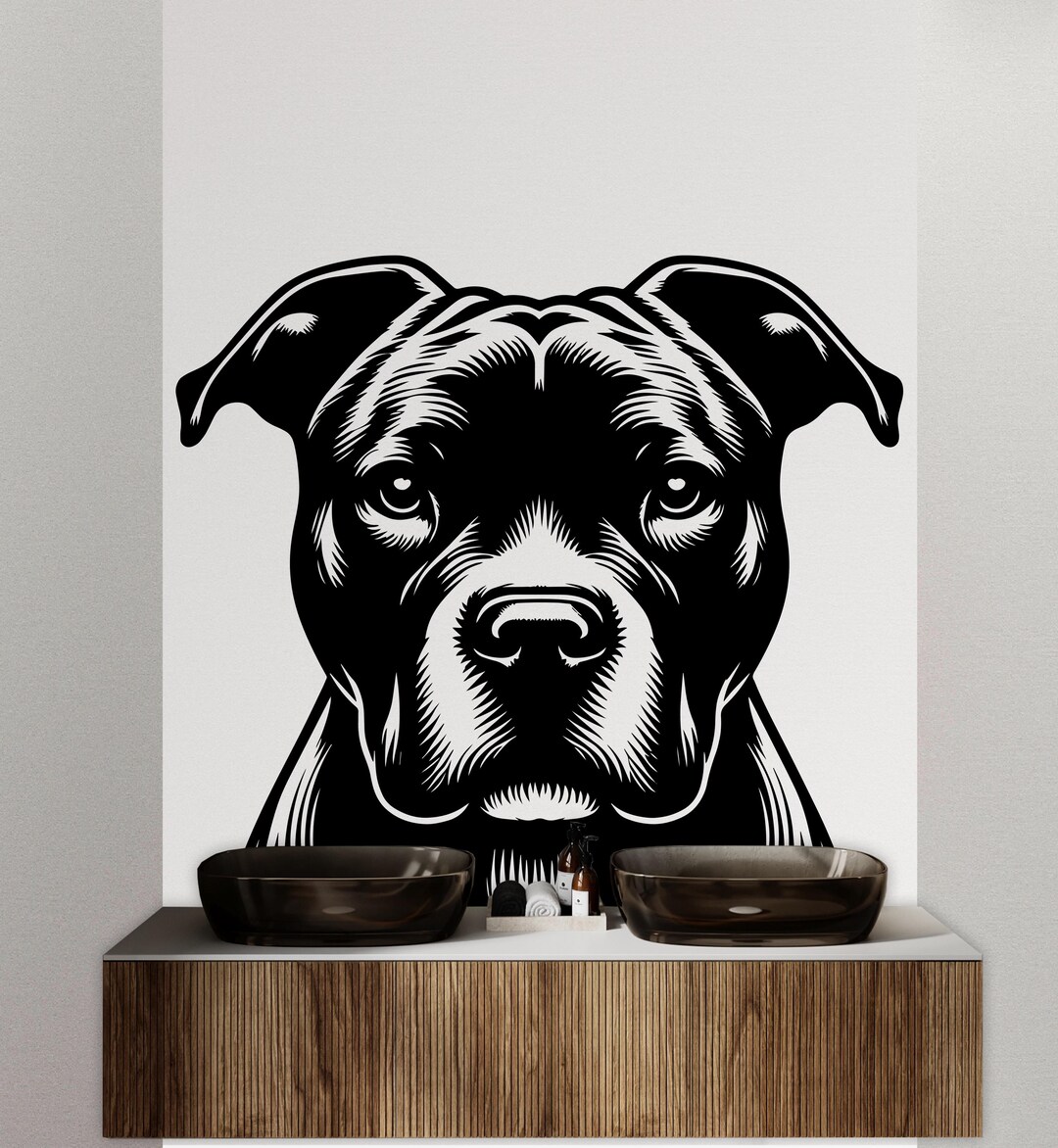 Pitbull Dog Wall Decal Dog Decor Dog Kids Dog Wall Art Decal Dog Lover ...