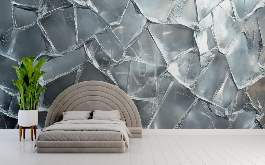 3D Ice Wall Mural for Bedroom, Cool Modern Wall Art, Textured Frozen ...