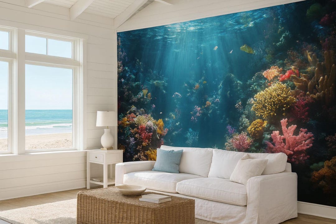 Underwater Coral Reef Wall Mural – Ocean Scene Wallpaper for Home ...