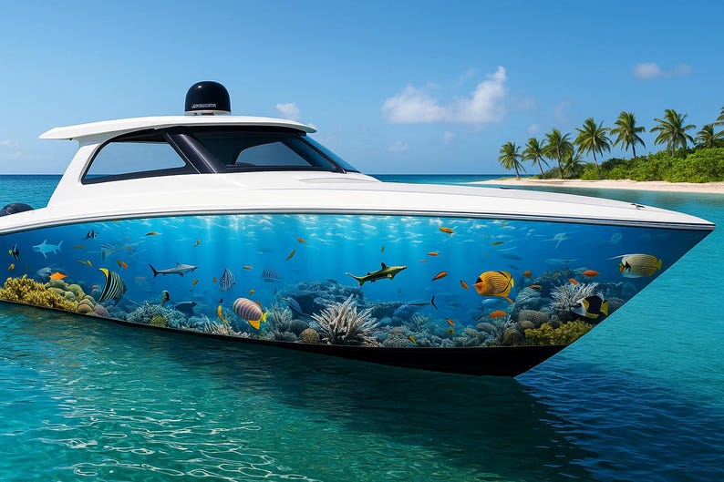 Tropical Reef Fish Boat Wrap – Full Color Underwater Coral Vinyl Decal ...