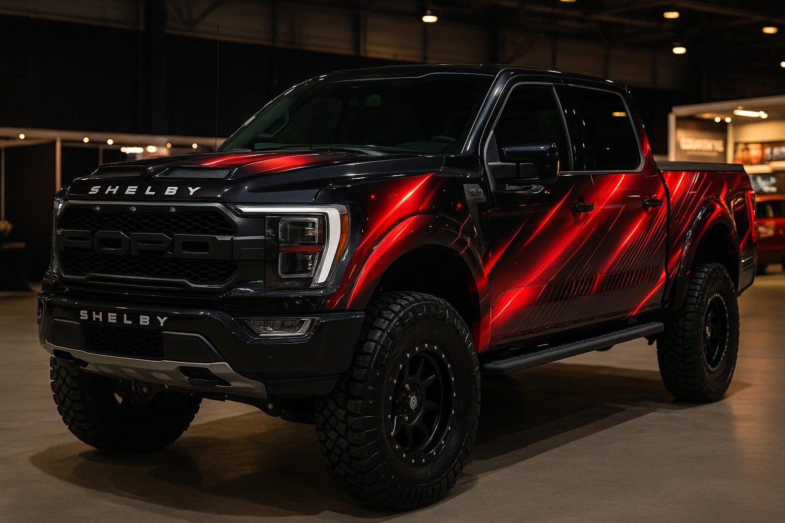 Red Laser Stripe Truck Wrap Full-size Pickup Vinyl Decal Aggressive Red ...