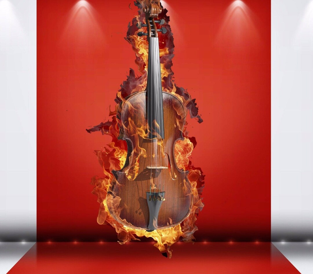 Painteeze Burning Cello Painting Like Decal, Sticker, Cello Decal, Rock ...