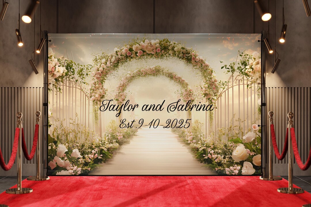 Elegant Floral Wedding Backdrop Sign - Personalized Arch Design With ...