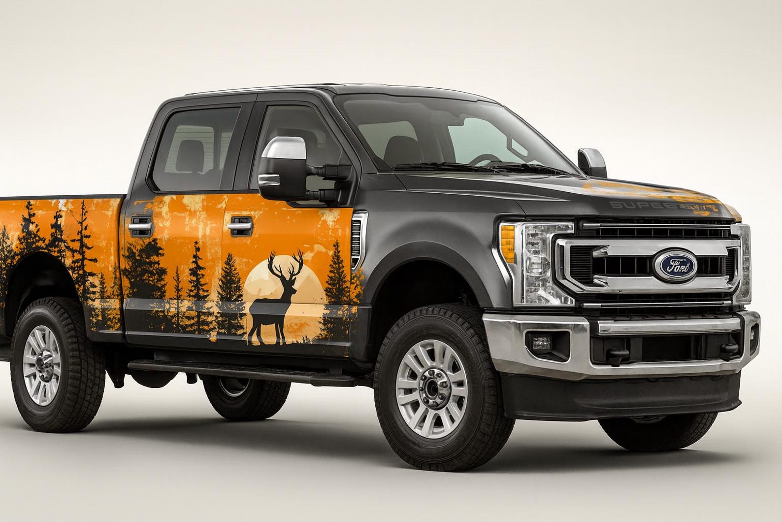 Deer Forest Sunset Truck Wrap – Hunting Scene Vinyl Decal for Ford ...
