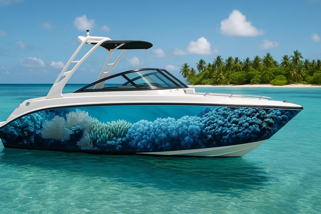 Coral Reef Boat Vinyl Decal Wrap – Tropical Underwater Hull Graphic for ...