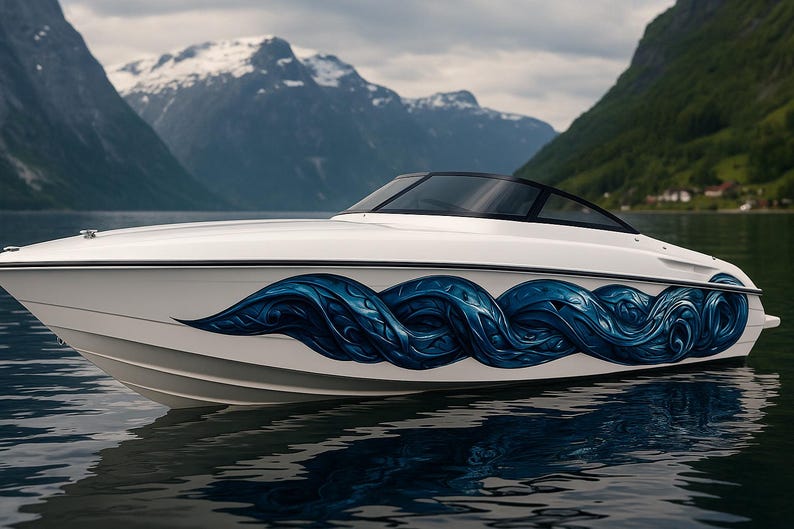 Nordic Ocean Braid Boat Wrap – Blue Viking Wave Vinyl Hull Decal, Vb051 ...