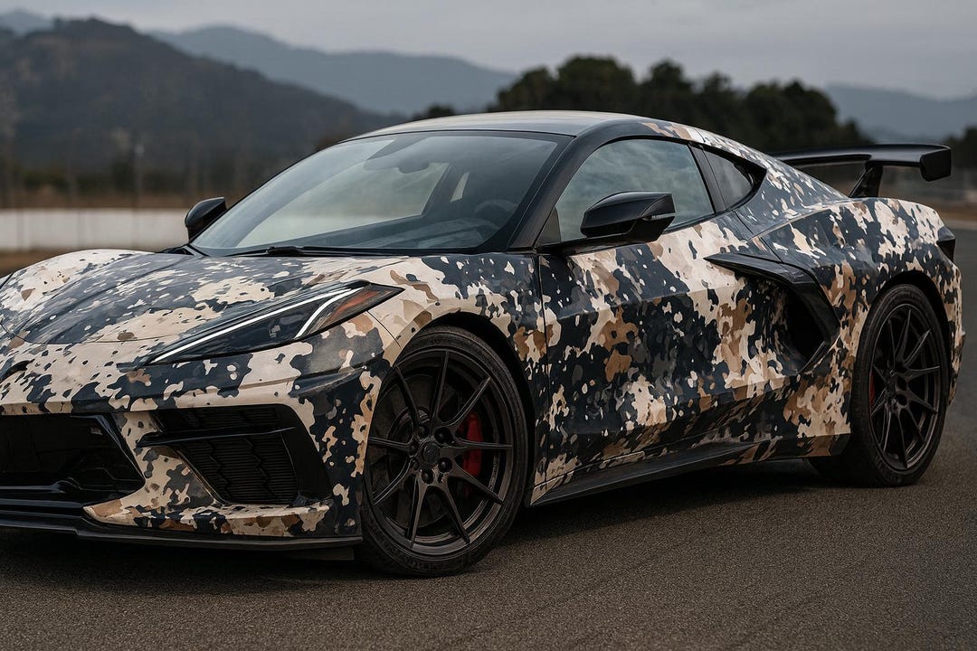 Desert Camo Corvette Full Vinyl Wrap | Sports Car Decal Kit | Custom ...