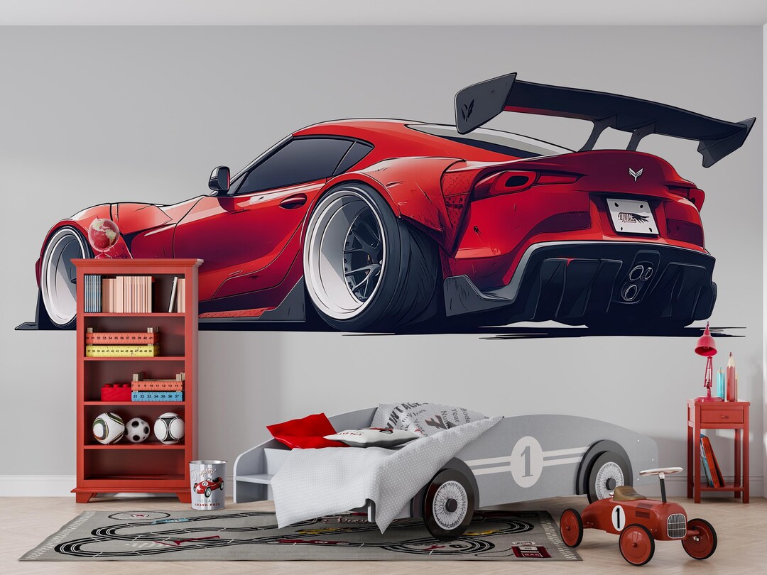 Red Widebody Supercar Wall Mural Racing Room Decor 285mv - Etsy