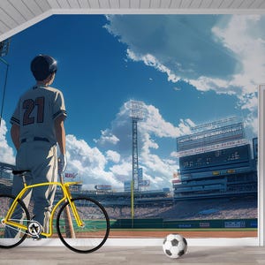 Anime Baseball Wall Mural – Sports Stadium Otaku Art Poster, Large ...