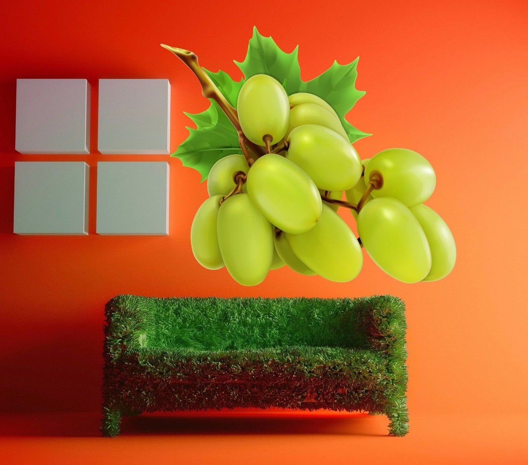 Green Grapes Full Color Decal, Wine Full Color Sticker, Wine Wall Art ...