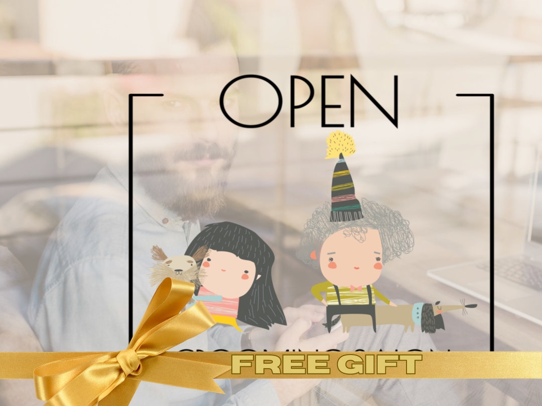 Grooming Salon Sign, Pet Shop Window, Puppy Sticker Glass, Grooming ...