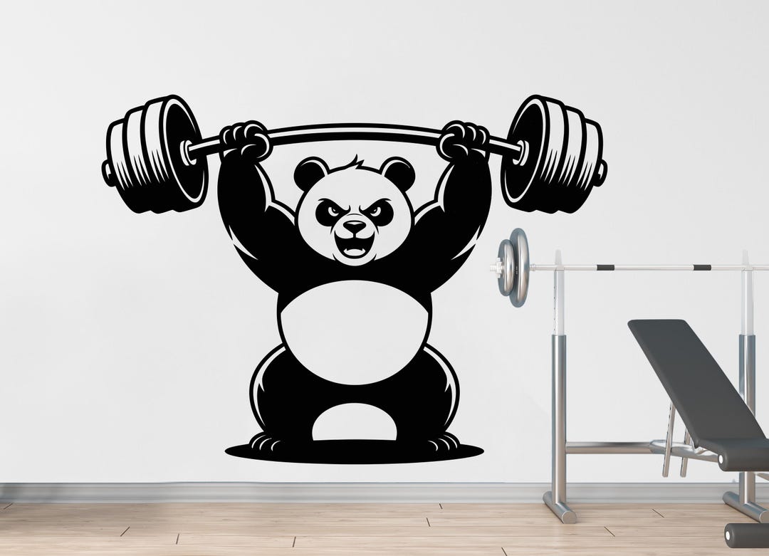 Panda Gym Wall Decal Bodybuilder Fitness Decor Workout Art Vinyl Gym ...