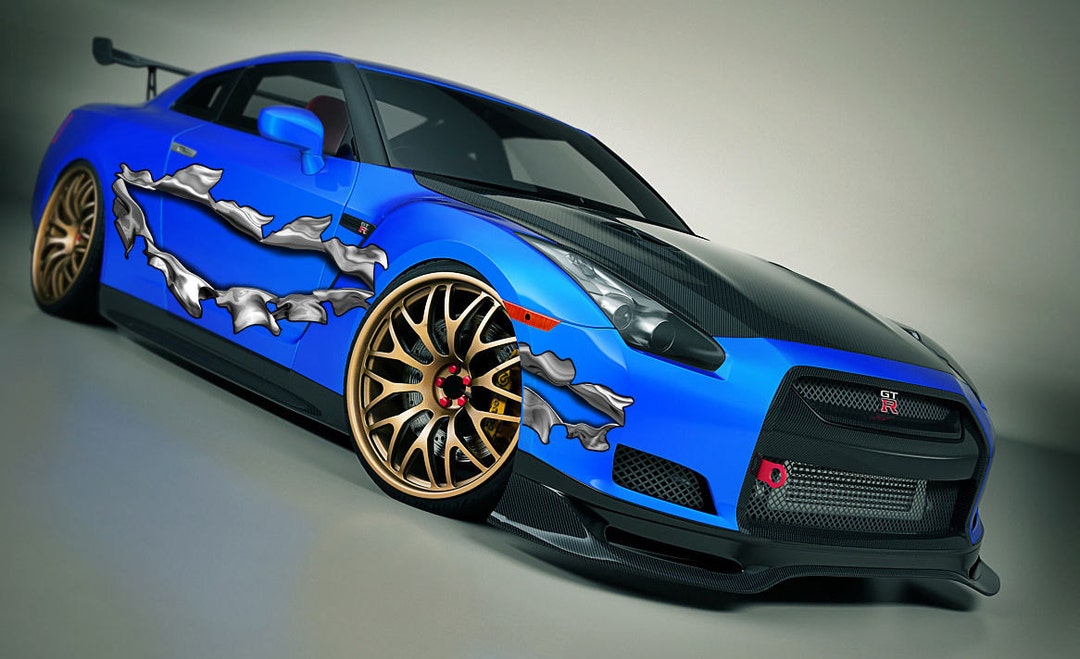 Ripped Metal Full Color Car Vinyl Design, Racing Car Decal, Car Vinyl ...