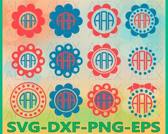 Flower monogram svg | Etsy